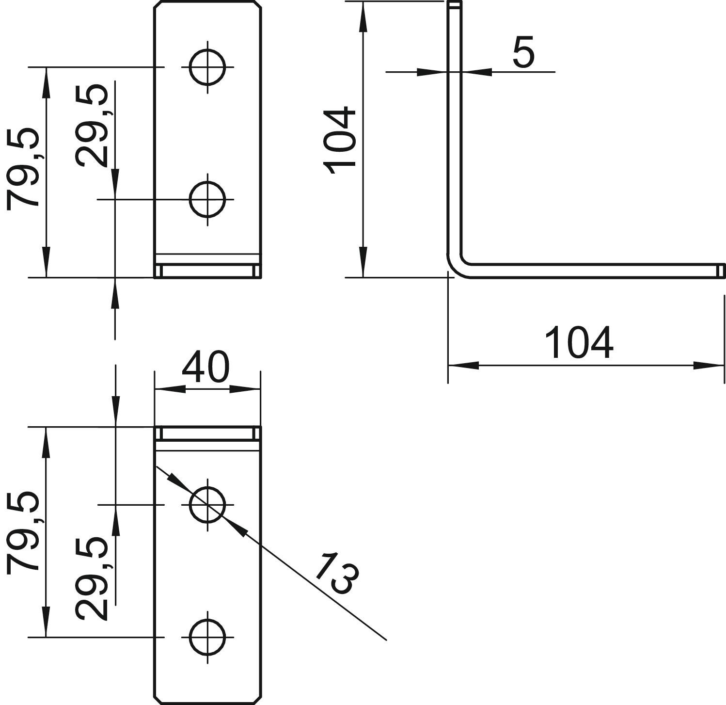 Équerre de montage 90° à 4 trous A2 | OBO